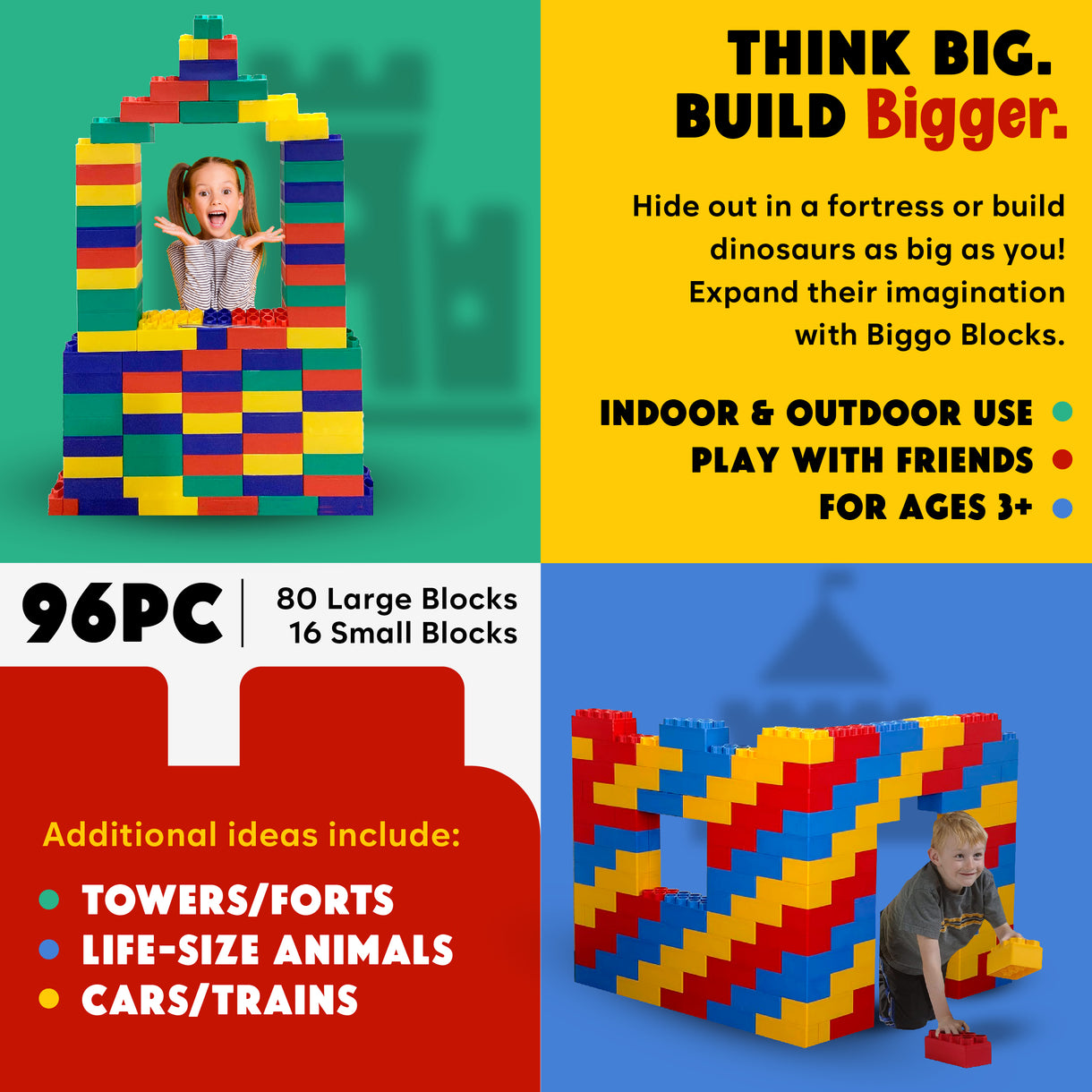 Biggo Blocks Jumbo Building Blocks 96 PC - Standard Set – BiggoBlocks